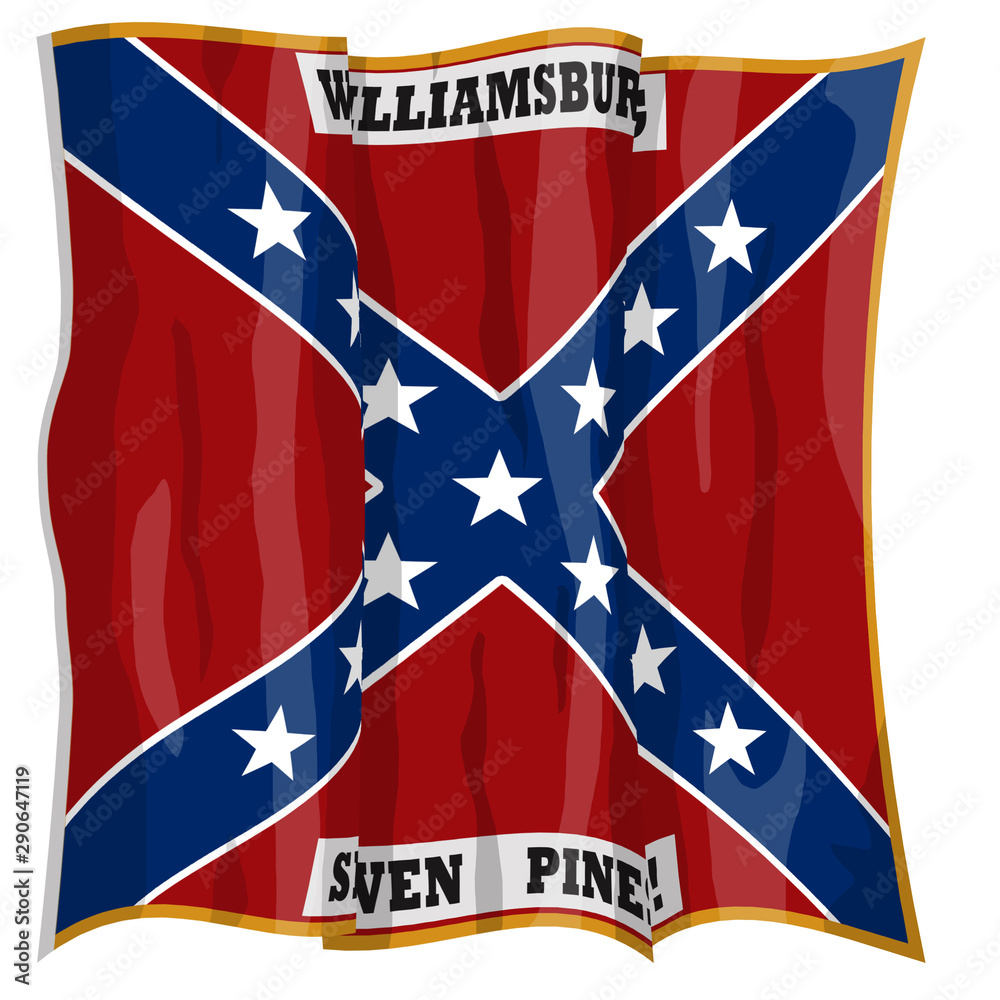 Historic Flag. US Civil War 1860's. Confederate Battle Flag. 4th North ...