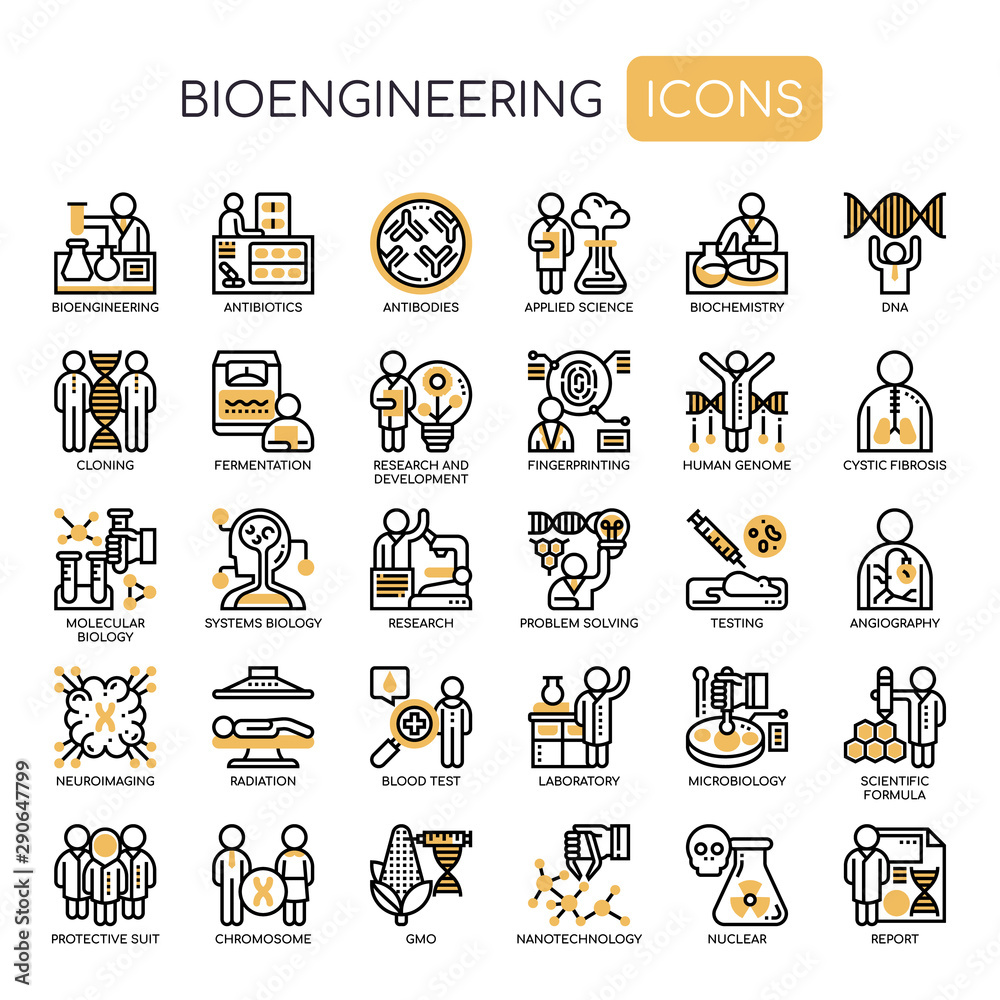 Bioengineering , Thin Line and Pixel Perfect Icons Stock Vector | Adobe ...