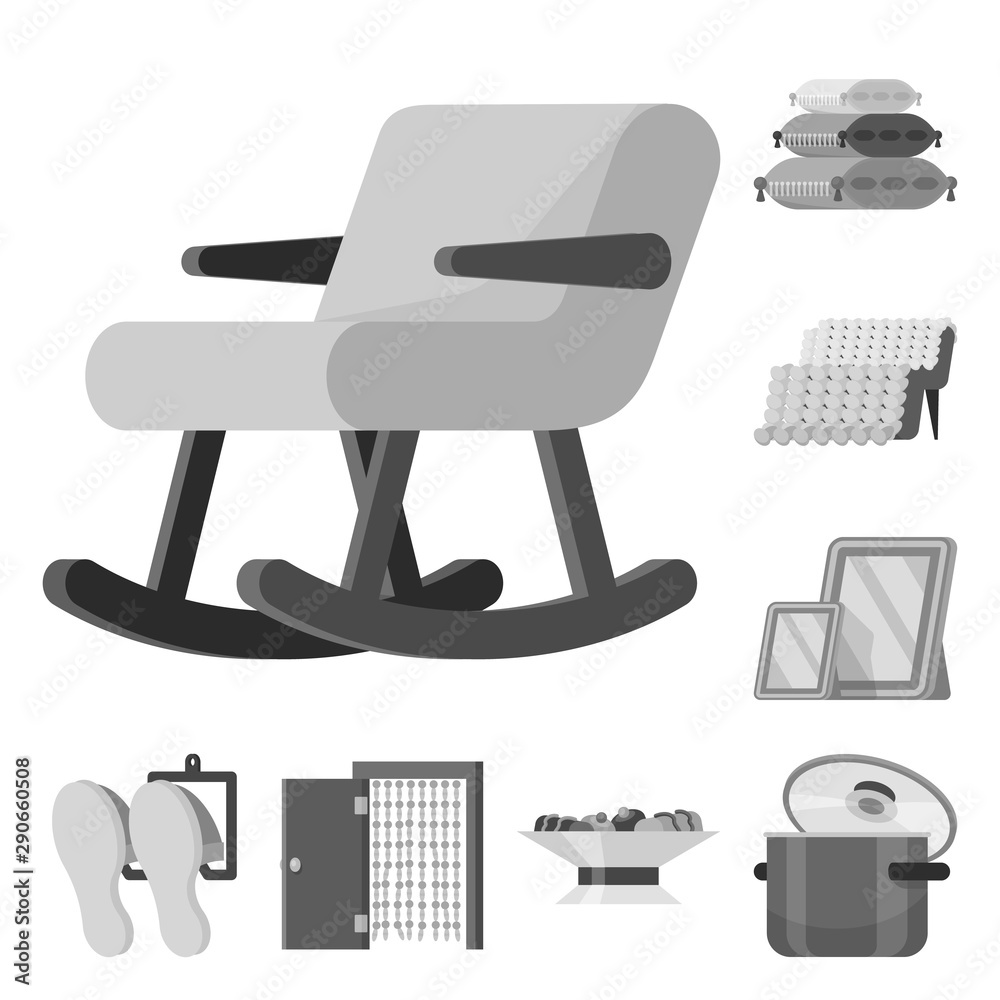 Vector illustration of room and style symbol. Set of room and equipment ...