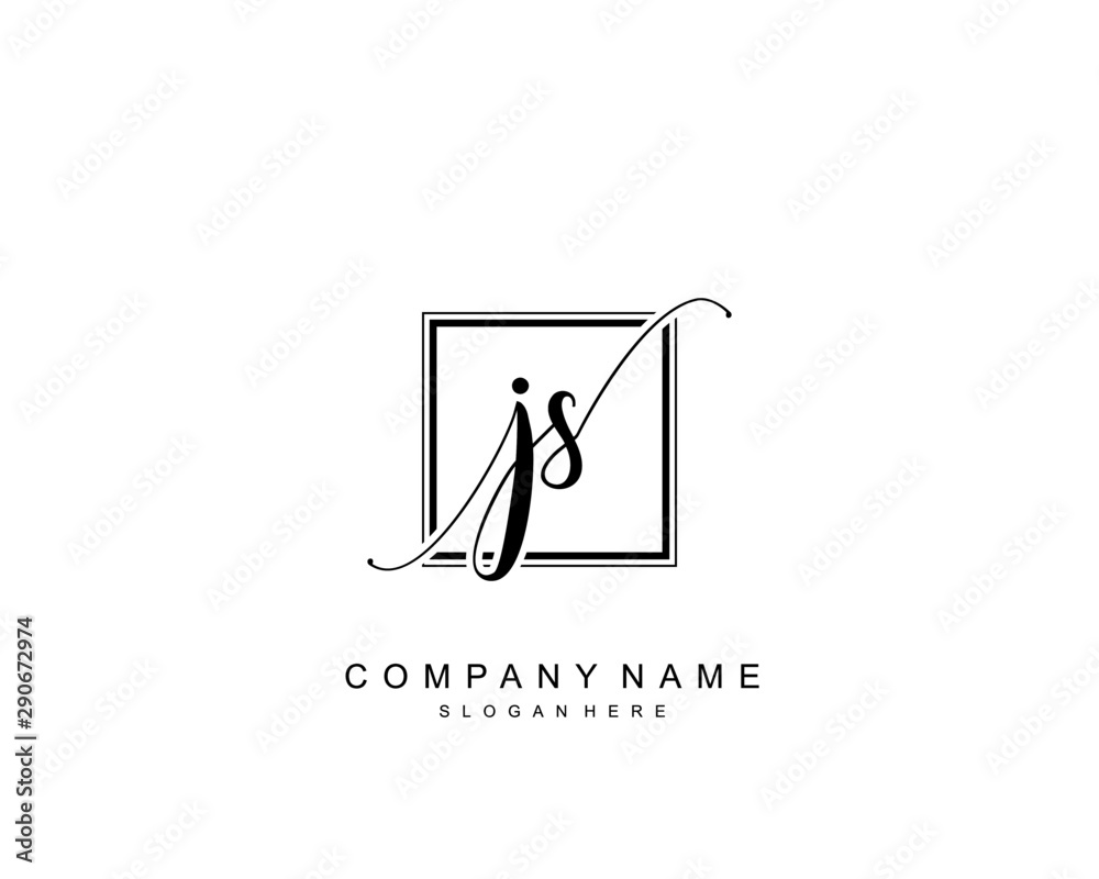 Initial JS beauty monogram and elegant logo design, handwriting logo of ...