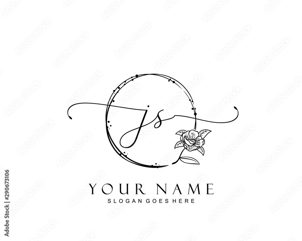 Initial JS beauty monogram and elegant logo design, handwriting logo of ...