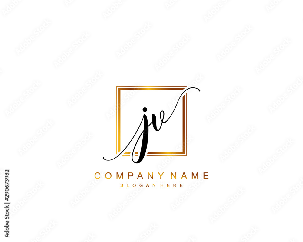 Initial JV beauty monogram and elegant logo design, handwriting logo of ...