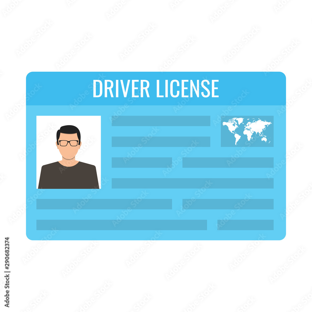 Car driver license identification with male photo. ID card isolated on ...