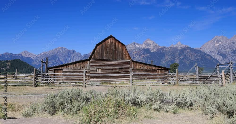 Mormon Row pioneer barn Grand Teton National Park. Pioneer settler ...