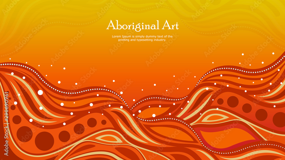 Aboriginal dot art vector banner with text. Stock Vector | Adobe Stock