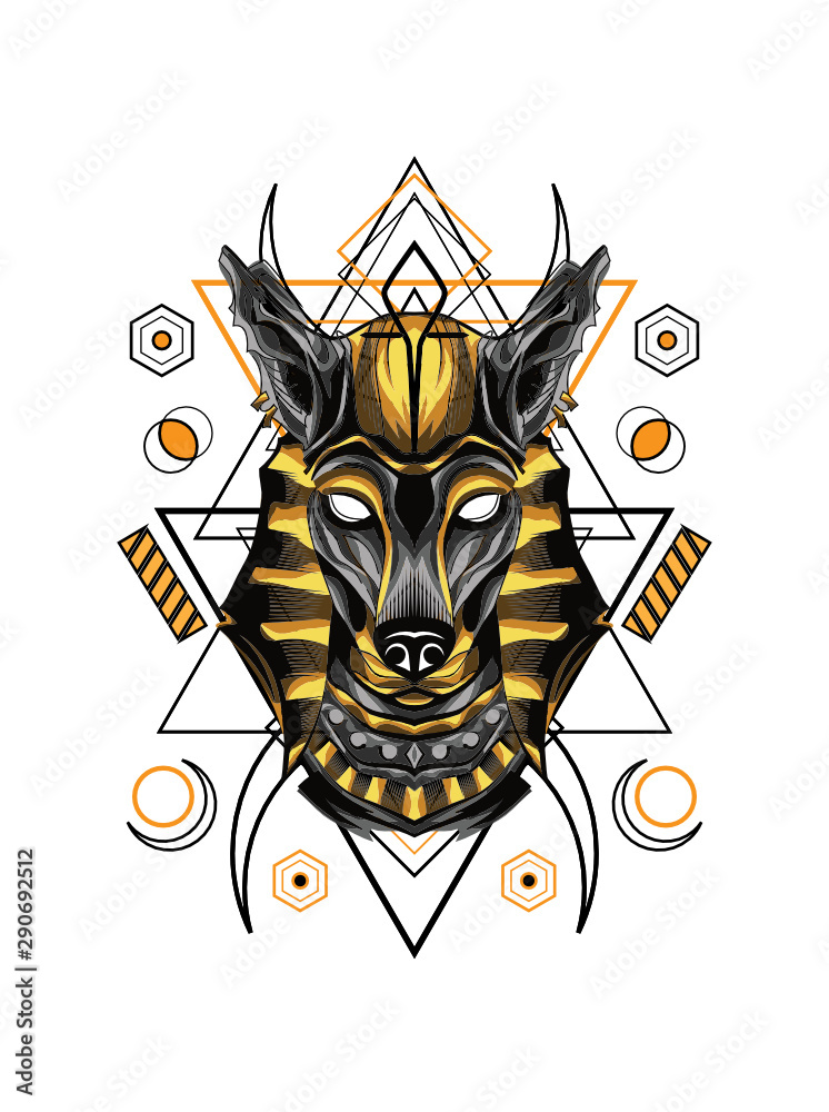 Gold Anubis Head with Sacred Gemoetry Stock Vector | Adobe Stock