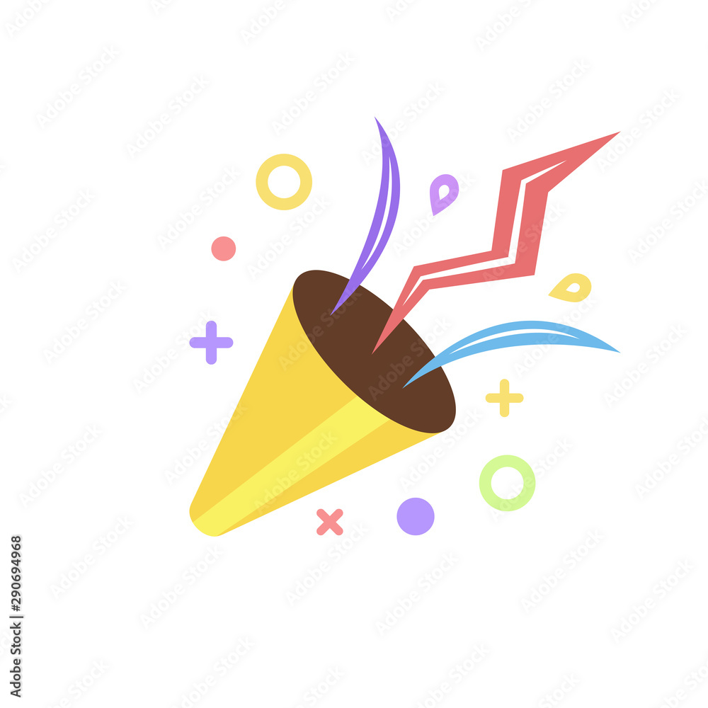 Cartoon party popper. Vector illustration. Stock Vector | Adobe Stock