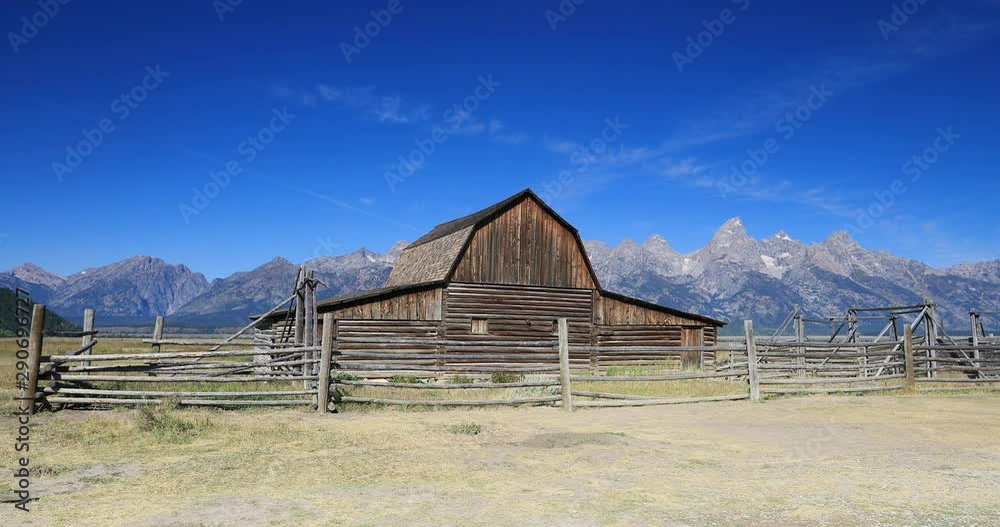 Mormon Row pioneer barn Grand Teton National Park. Pioneer settler ...