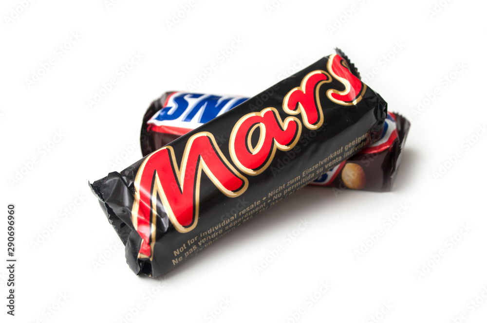 Mulhouse - France - 19 September 2019 - Closeup of Mars and snickers ...
