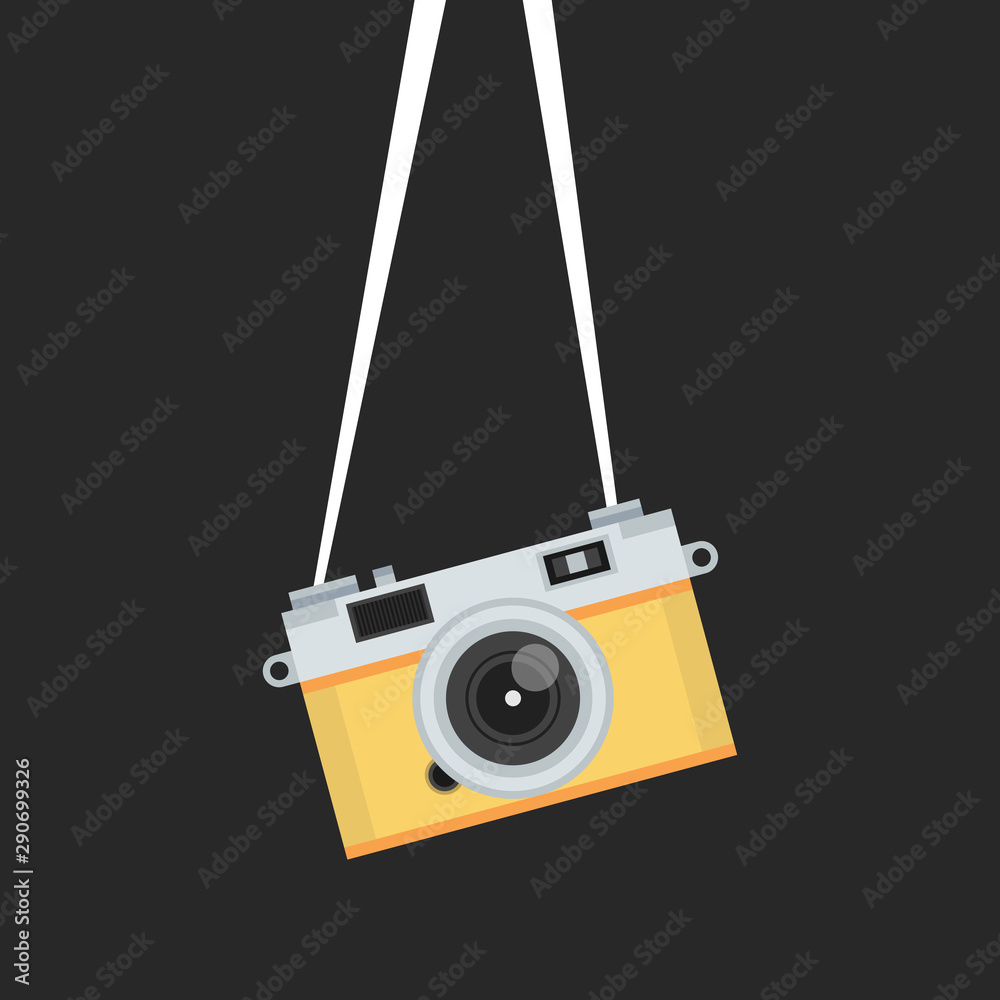Hanging vintage camera. Vector illustration. Stock Vector | Adobe Stock