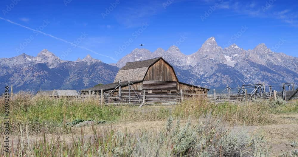 Mormon Row barn Grand Teton National Park aircraft Jackson Hole ...