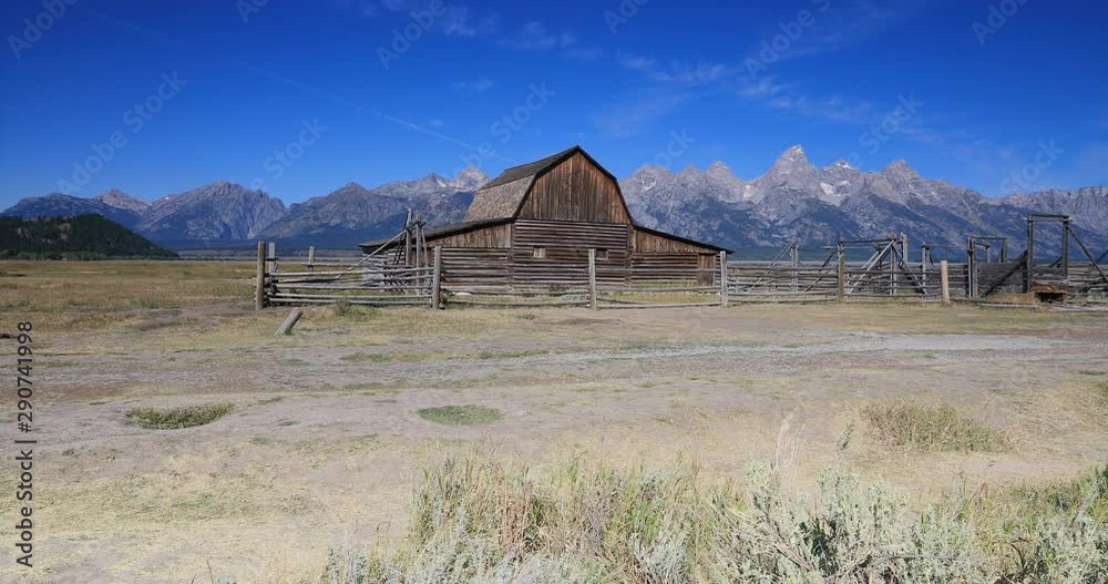 Mormon Row pioneer barn Grand Teton National Park. Pioneer settler ...