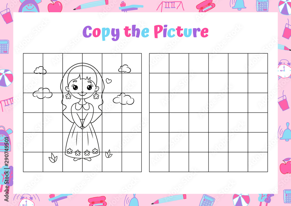 Copy the picture. Drawing activity for kids. Educational game for ...