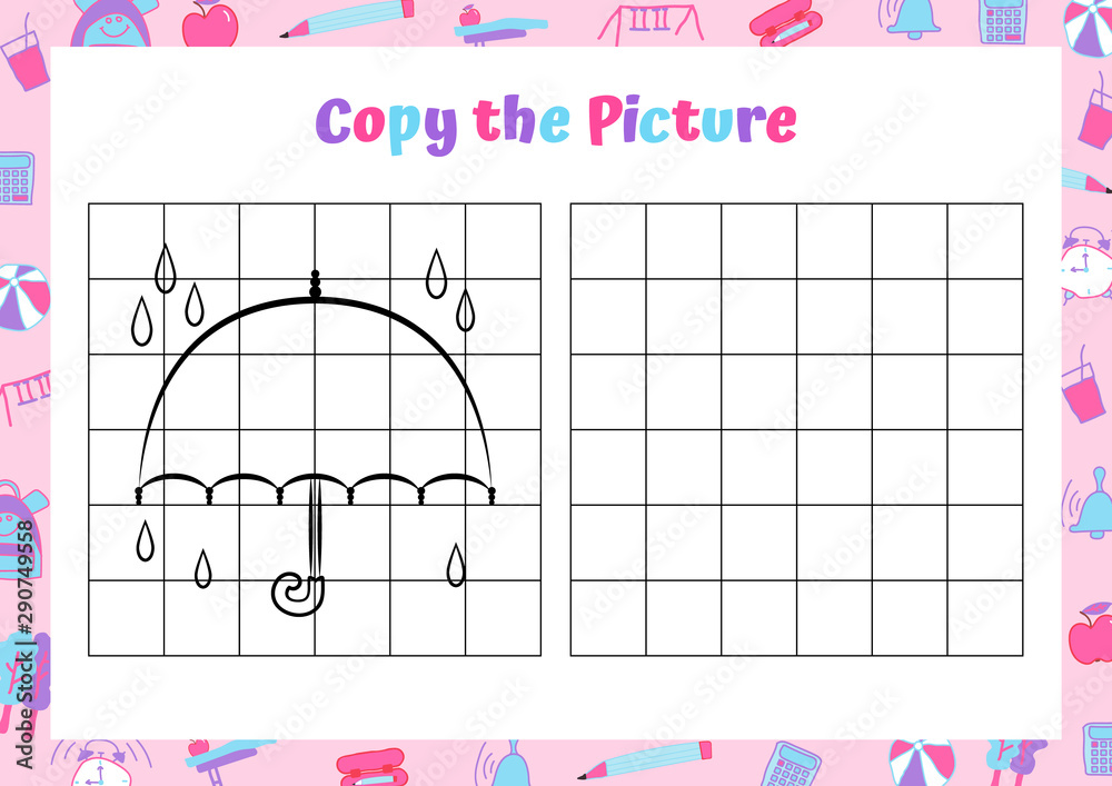 Copy the picture. Drawing activity for kids. Educational game for ...