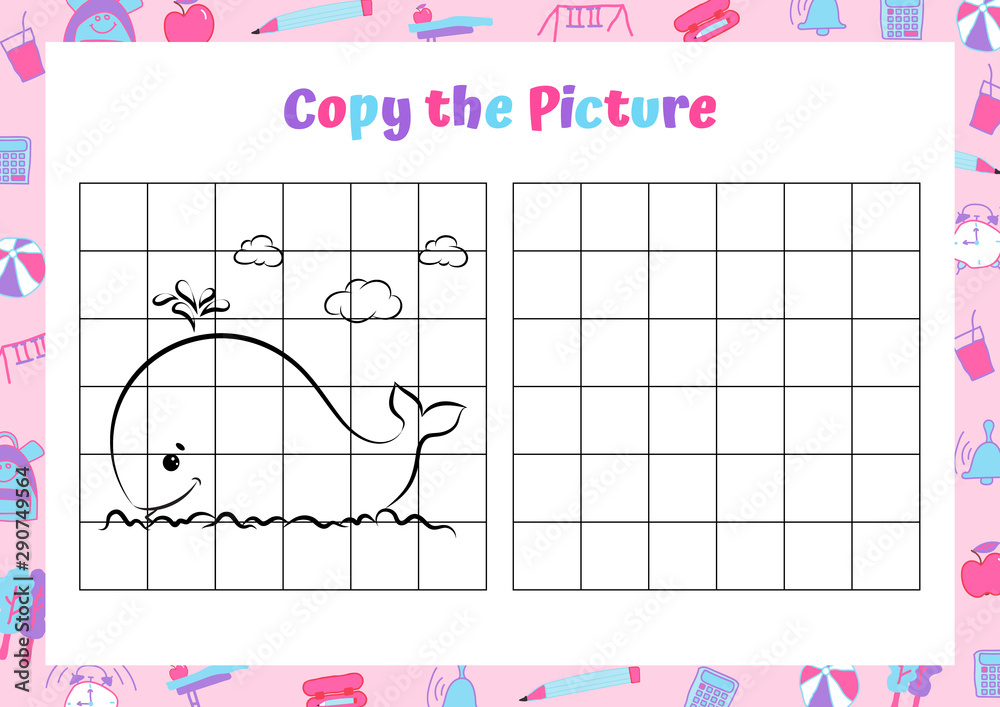 Copy the picture. Drawing activity for kids. Educational game for ...