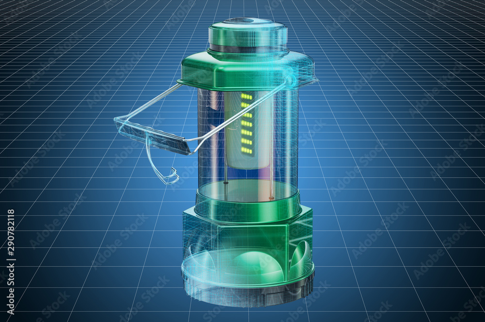 Visualization 3d cad model of Portable LED Camping Lantern Flashlight ...