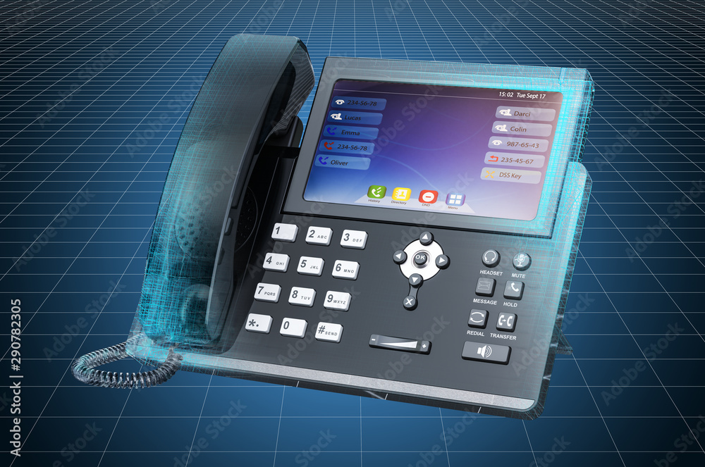Visualization 3d cad model of IP Phone, blueprint. 3D rendering Stock ...