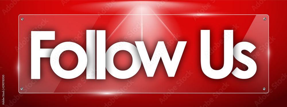 Follow Us word in transparent glass shapes Stock Photo | Adobe Stock