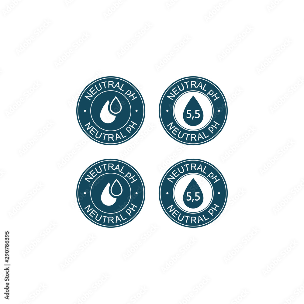 Neutral pH balance logo icon for shampoo or cream. Ph sign label with ...