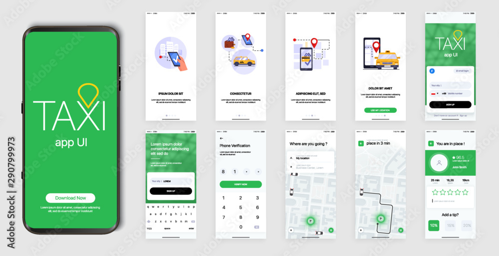 Vettoriale Stock Design of the Mobile Application, UI, UX. Set of GUI ...