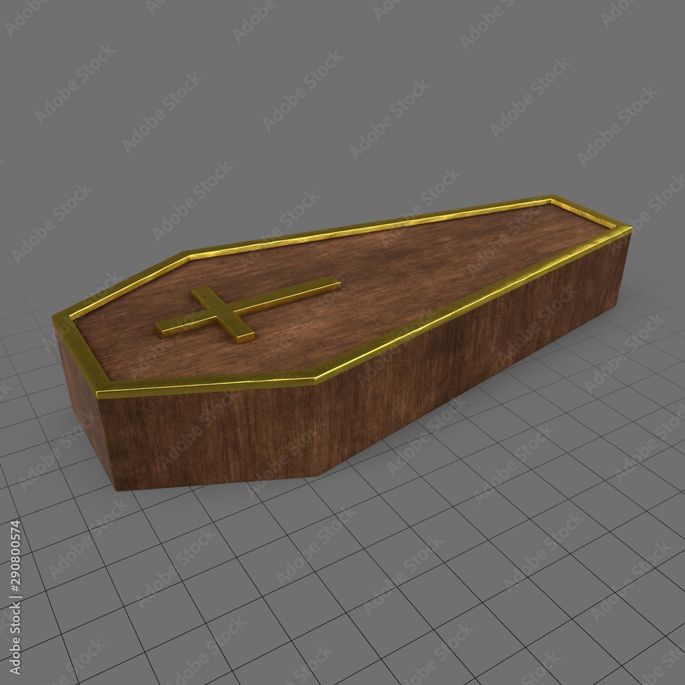 Stylized coffin with cross Stock 3D asset | Adobe Stock