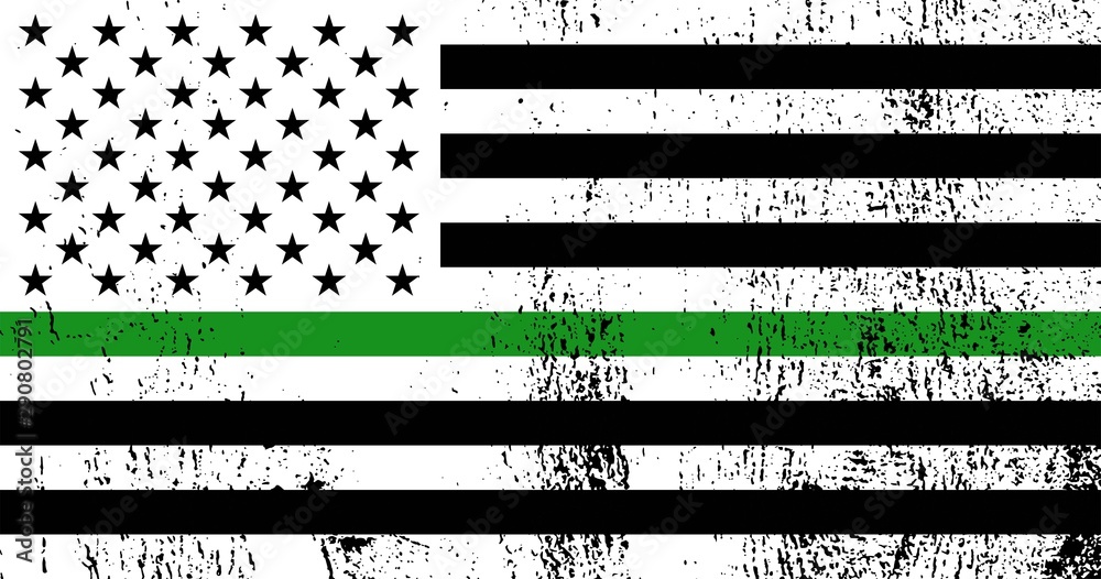 United States military green line flag. Thin green line. Vector EPS 10 ...