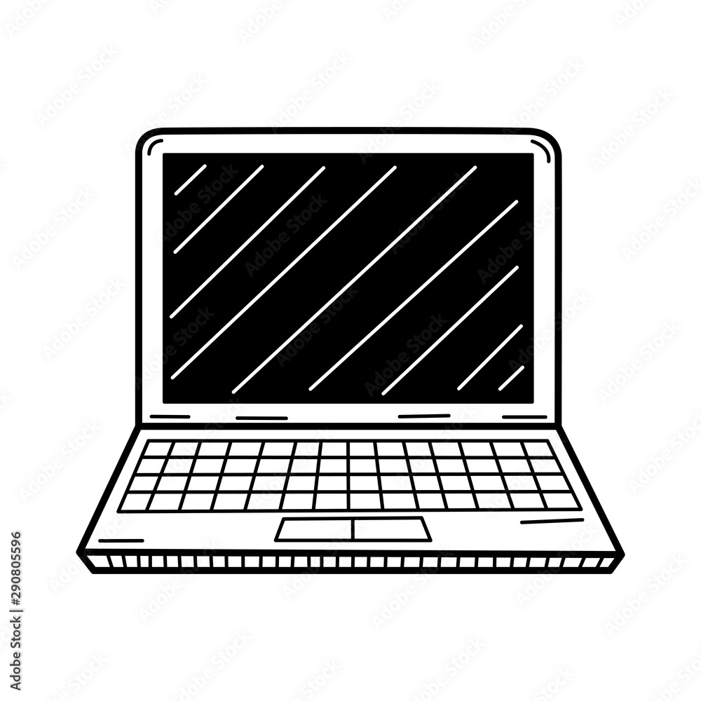 Hand drawn Laptop isolated on a white. Sketch. Vector illustration ...