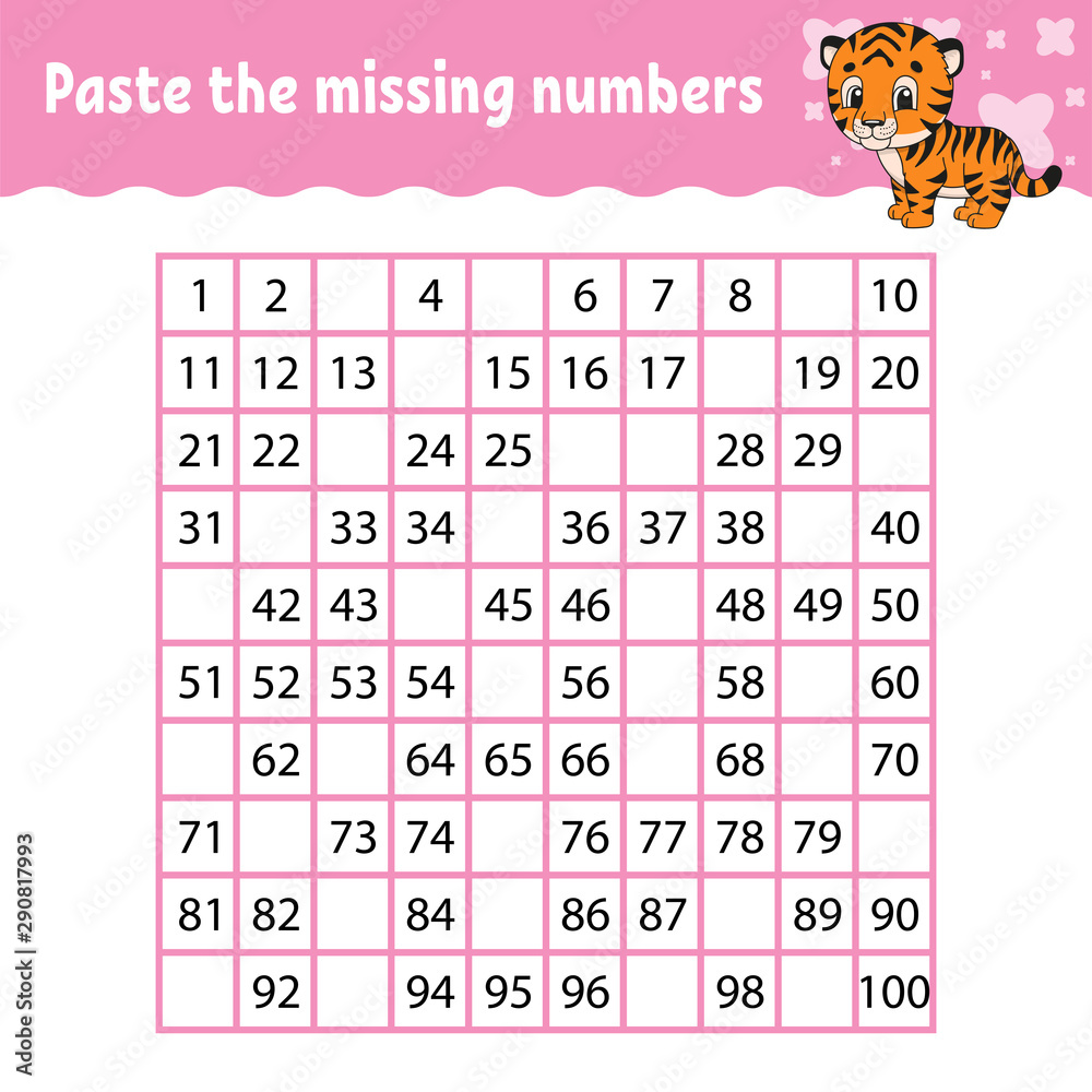 Paste the missing numbers. Handwriting practice. Learning numbers for ...