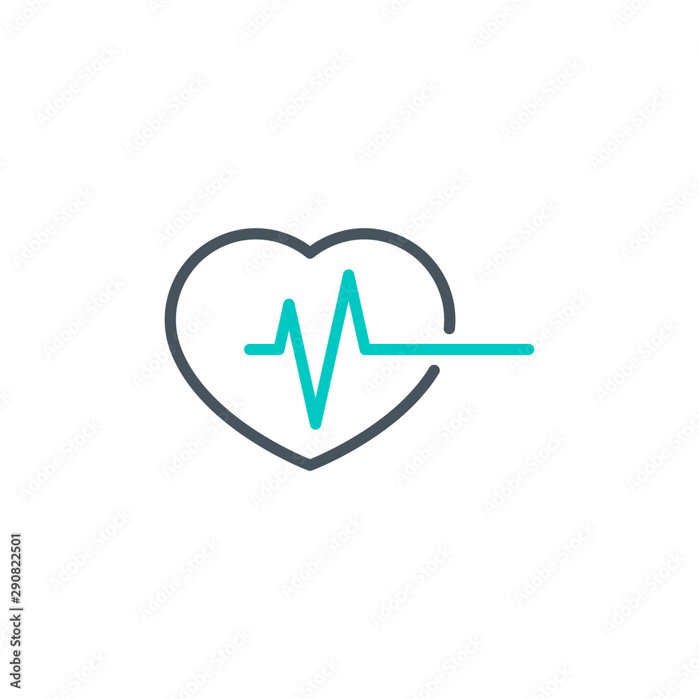 ECG cardiogram heart therapy outline flat icon. Single high quality ...