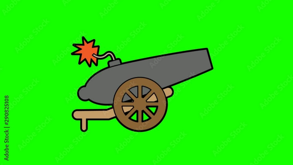 cannon animation green screen. 2D flat simple motion vídeo de Stock ...