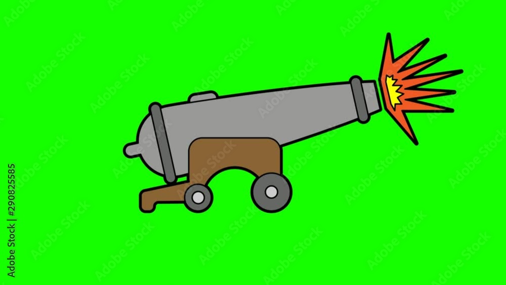 cannon animation green screen. 2D flat simple motion Stock Video ...