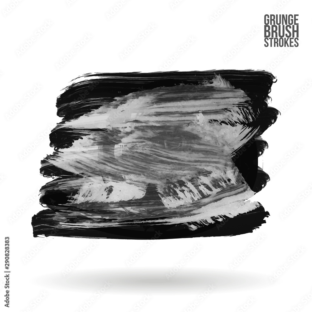 Grey brush stroke and texture. Grunge vector abstract hand - painted ...