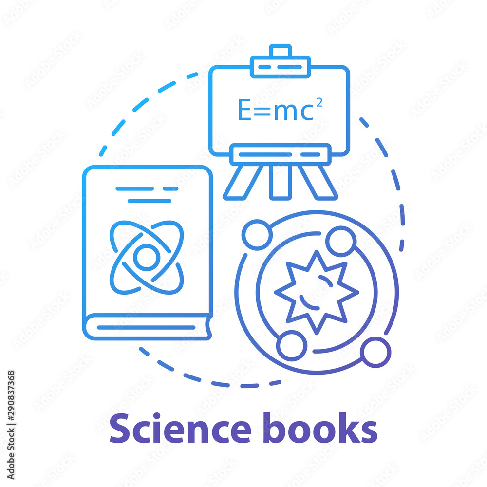 Science books blue concept icon. Scientific literature idea thin line ...