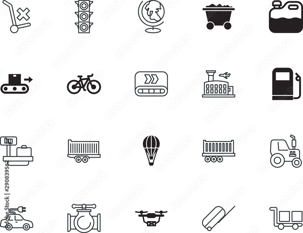 transport vector icon set such as: shop, basket, distribution, map ...