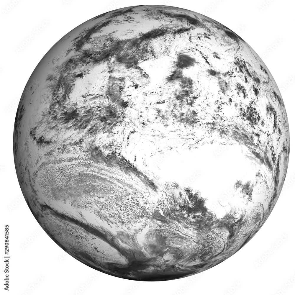 Frozen in Ice Earth planet with atmosphere isolated on white background ...