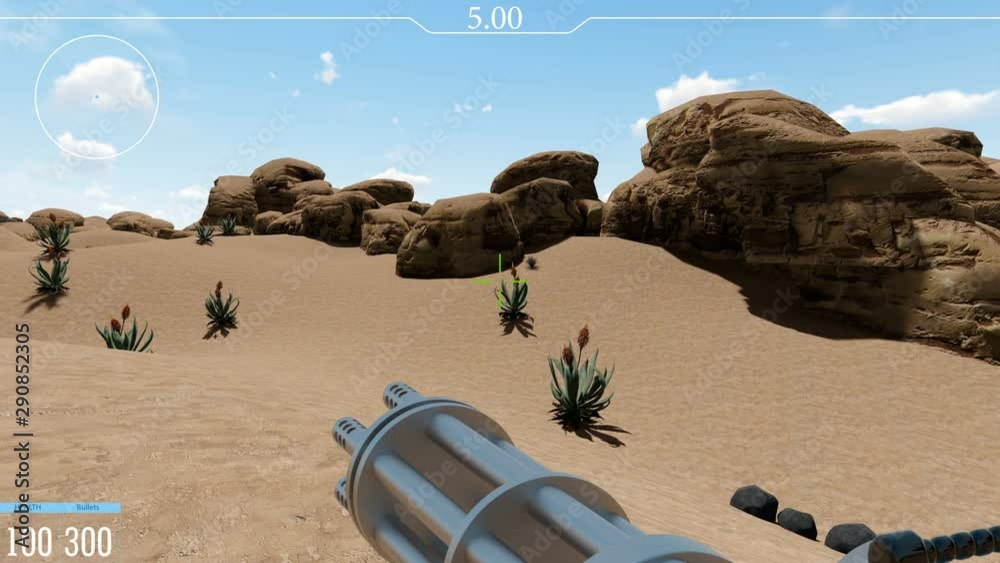 Shooter video game POV realistic 3d footage. Armed futuristic combat ...