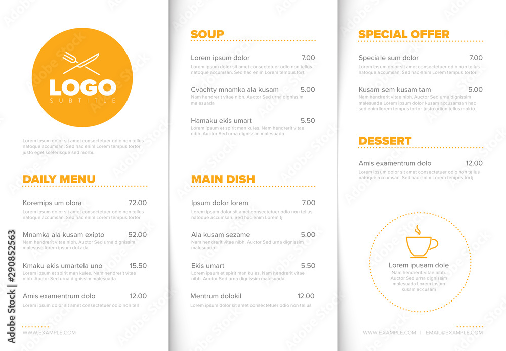 Orange Menu Layout Stock Template | Adobe Stock