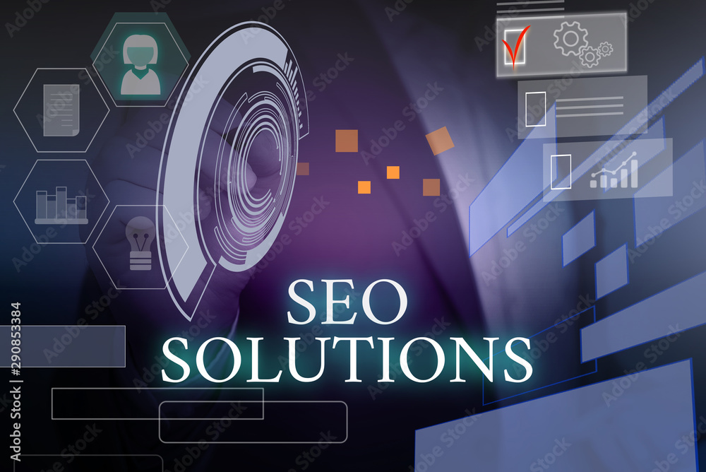 Writing note showing Seo Solutions. Business concept for Search Engine ...