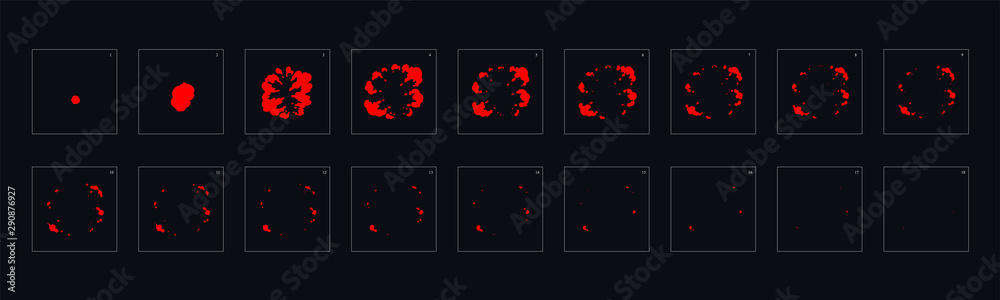 fire explosion effect. fire sprite sheet for games, cartoon, motion or ...