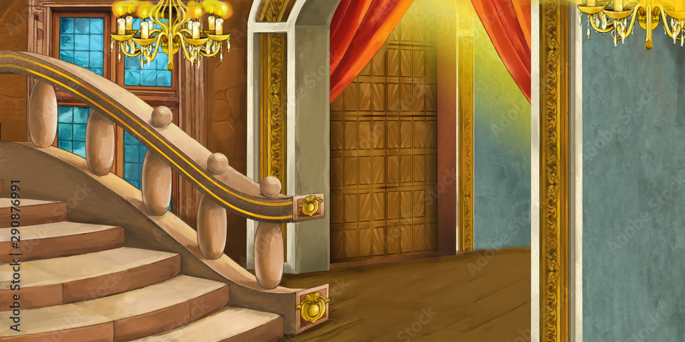 cartoon scene with medieval castle room - interior for different usage ...