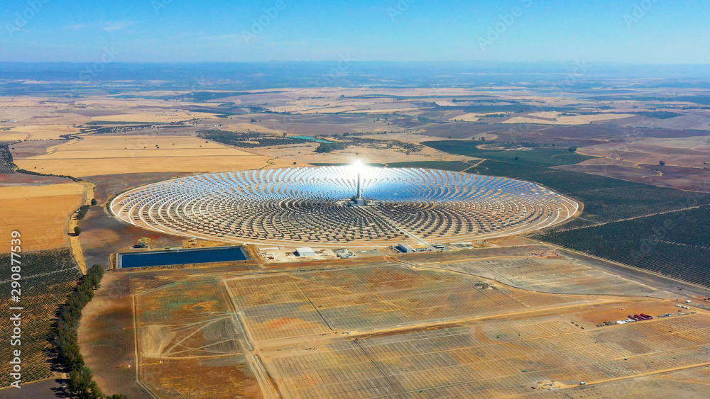 Photovoltaic solar panels power plant. Thermosolar Power Plant, a ...
