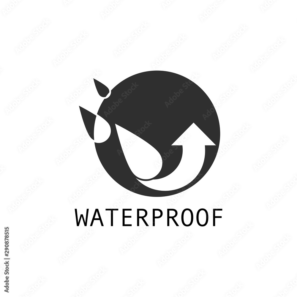 Waterproof logo flat illustration isolated on white background. Stock ...