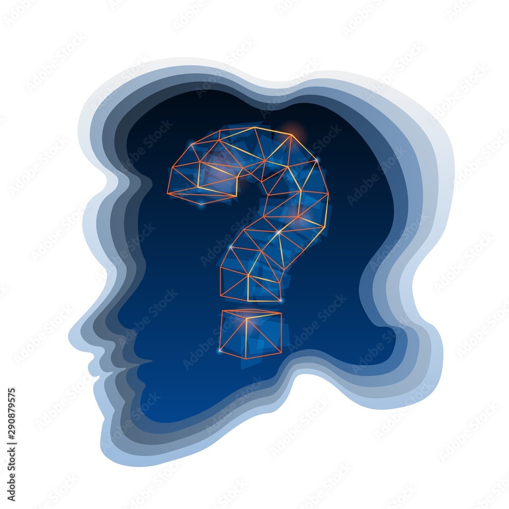 abstract mash line low polygonal geometric shapes wireframe question ...