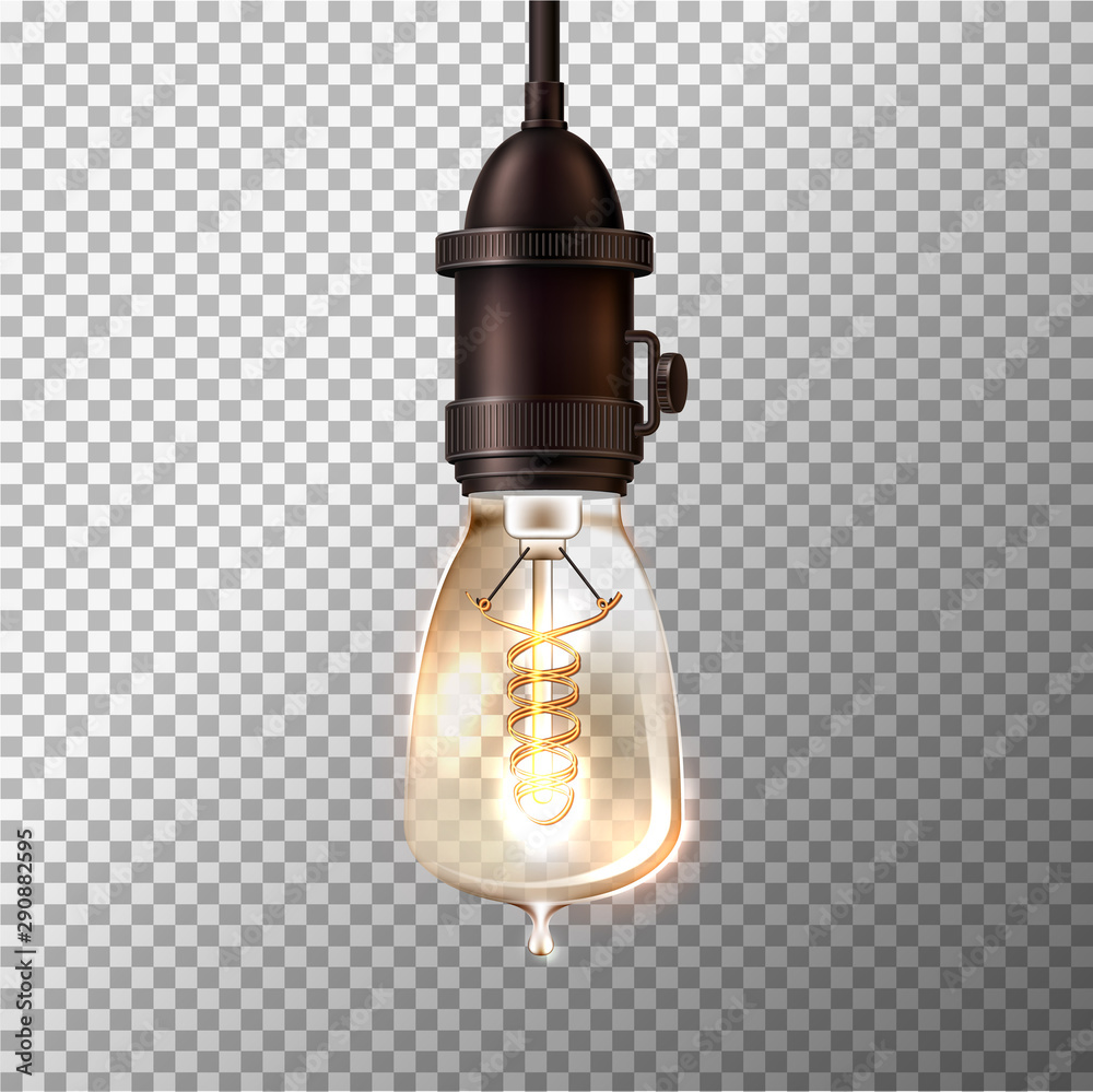 Vector retro light bulb on transparent background Stock Vector | Adobe ...