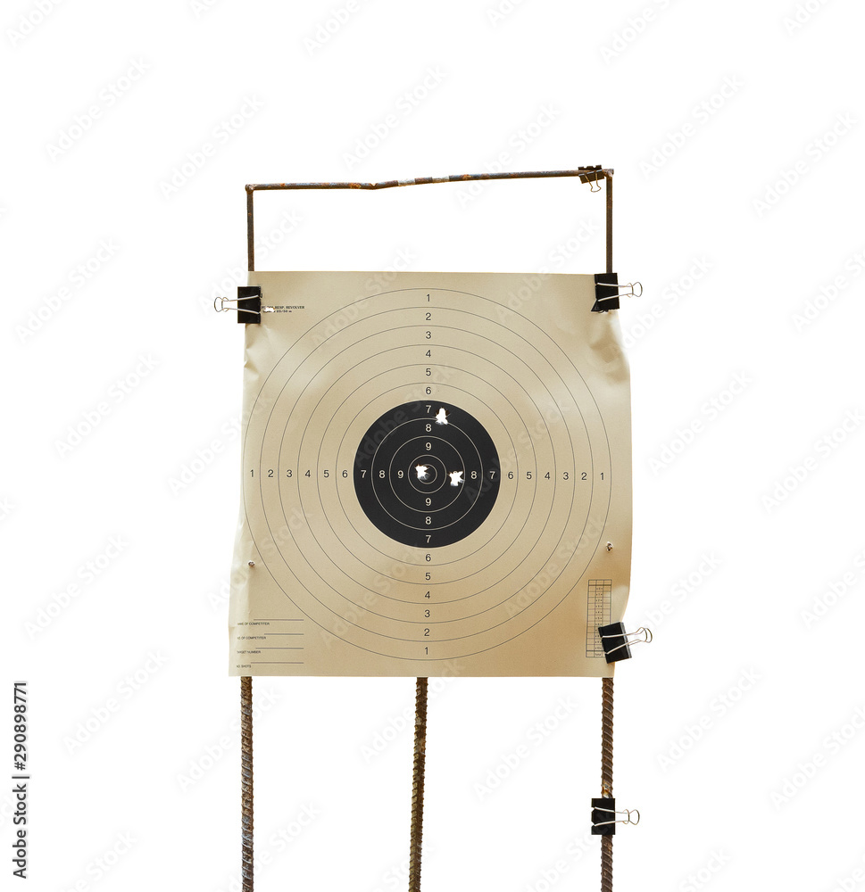 Standard brown paper target for shooting gun isolated on white ...