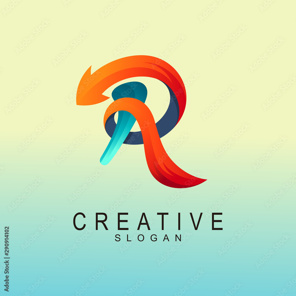 R logo, Letter r logo and arrow with speed, logo r design illustration ...