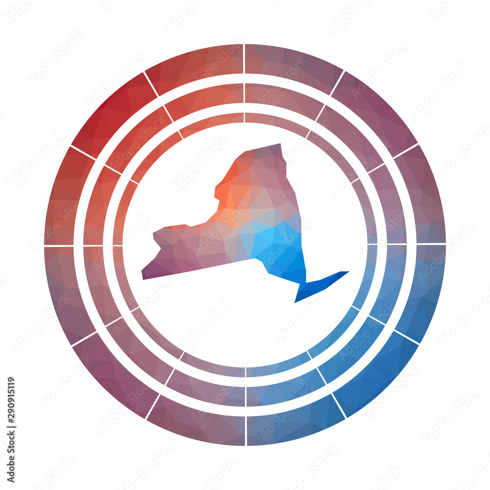 New York badge. Bright gradient logo of us state in low poly style ...