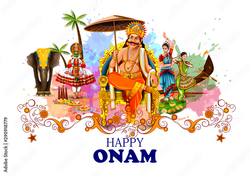 Easy To Edit Vector Illustration Of Happy Onam Holiday For South India easy-to-edit-vector-illustration-of-happy-onam-holiday-for-south-india