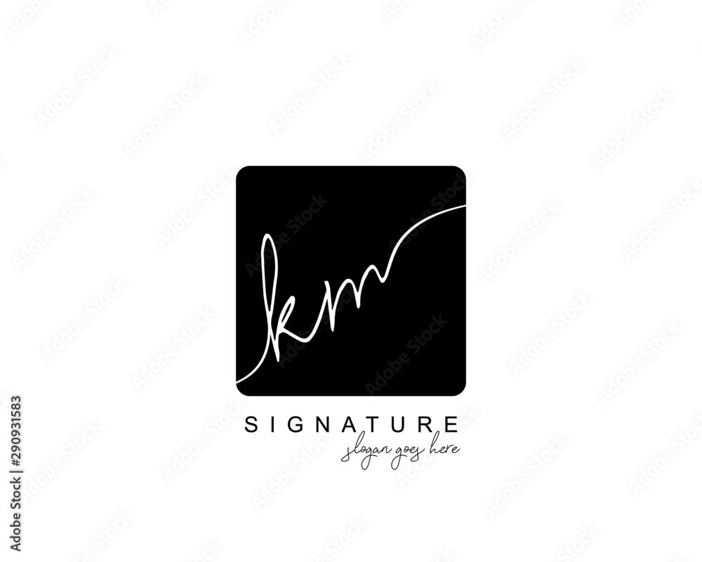 Initial KM beauty monogram and elegant logo design, handwriting logo of ...