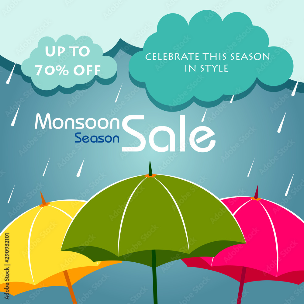 easy to edit vector illustration of great monsoon sale and promotion ...